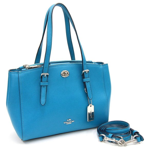 Coach | Bags | Coach Handbag 37937 Blue Leather Shoulder Bag Ladies ...